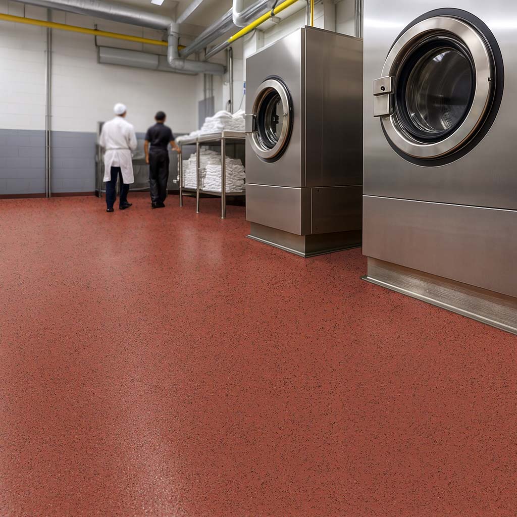 Slip-Resistant Vinyl Safety Flooring with PUR Finish – Red Ochre