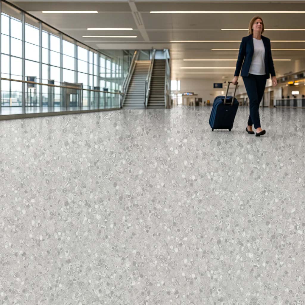 FloresistPro Vinyl Flooring Roll – 2mm, Contrast Mid Grey, 34% Recycle