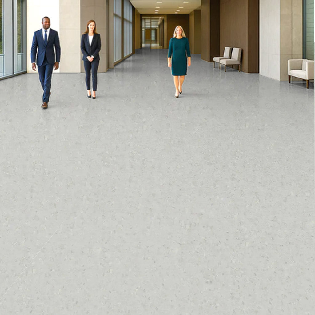 FloresistPro Vinyl Flooring Roll – 2mm, Light Neutral Grey, 34% Recycl